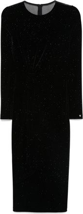Nissa Midikleid aus Samt - Schwarz