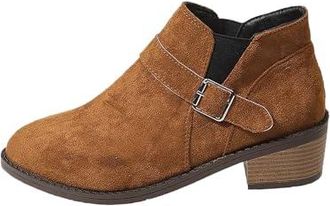 Generic Bottes larges pour femme - Taille 42 - Mode - Couleur unie - Bottes de cowboy en polyuréthane - Bottes mi-mollet pour femme - Talon épais - Bottes de 