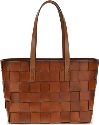 Dragon Diffusion Sac Cabas Japonais en Cuir Tress&eacute; - Femme - Sacs - Brun - Taille: ONE Size