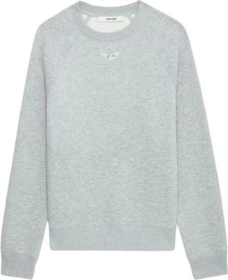 Zadig&Voltaire Femme, Sweatshirts et sweats &agrave; capuche, Gris, Taille: 42 FR T-shirt &eacute;l&eacute;gant pour un look tendance