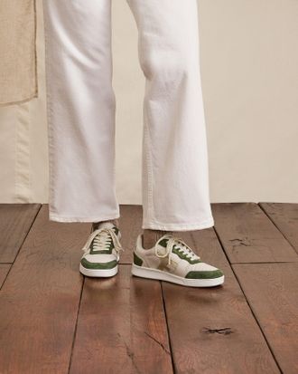 Faguo Baskets en cuir kaki et dor&eacute;