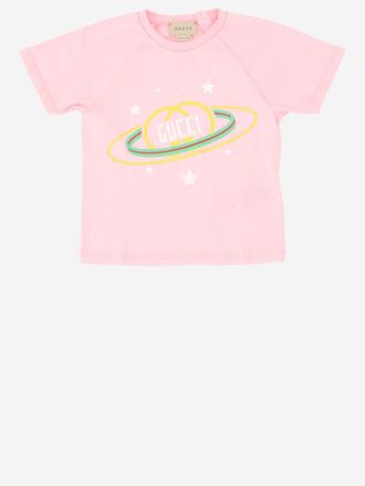 Gucci Girls Galaxy Print T-Shirt Pink Cotton T-Shirts And Polos