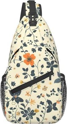 Generic Sacoche Tactique Motif de fleurs simples L&eacute;ger Sling Bag Durable Sac DEpaule pour Randonn&eacute;e &eacute;cole Femme