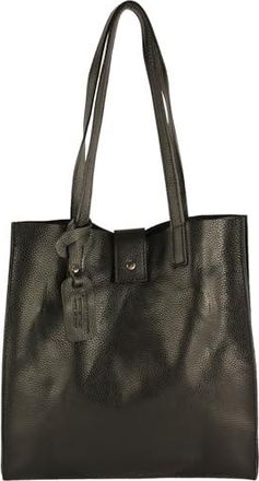 modamoda.de T247 - Sac cabas en cuir italien avec poche intérieure amovible, Noir, L