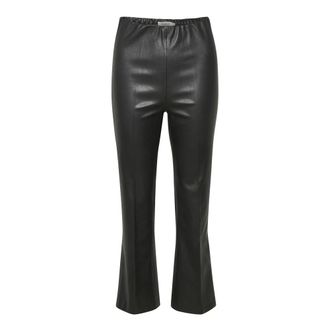 Soaked In Luxury Schwarze PU Kickflare Hose - - Trousers - Damen - Schwarzk - 2XL