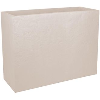 Eda Jardini&egrave;re muret LOFT XL VOLCANIA double paroi d&eacute;cor pierre - 99,5 x 29,5 x 78,5 cm - 63 L - Beige calcaire - EDA