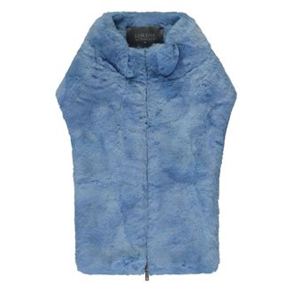 Lorena Antoniazzi Weste mit Rei&szlig;verschluss und Kunstfellkragen - - Jackets - Damen - Blau - S