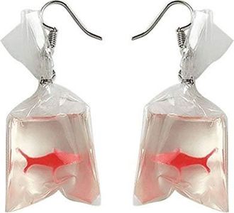 Generic Dr&ocirc;le Poisson Rouge Eau Sac Forme Balancent Crochet Boucles doreilles Charme Femmes Bijoux Cadeau Cr&eacute;atif et UtileTraitement Durable