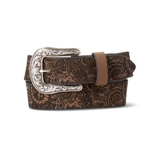Ariat Womens Paisley Tooled Belt in Brown, Size Medium, by Ariat