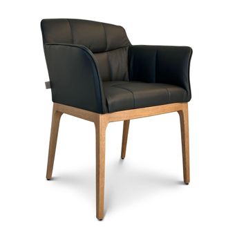 SIX Echtleder Esszimmerstuhl Armlehnenstuhl - Zeta - Design ideal für Esszimmer, Küche & Wohnzimmer - Fertig montiert, bis 150 kg - Gastronomie-Qualität (