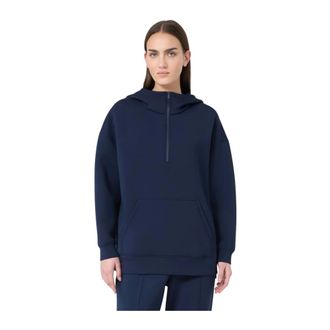 Max Mara Femme, Sweatshirts et sweats &agrave; capuche, Bleu, Taille: 40 FR Felpa lunga in jersey scuba