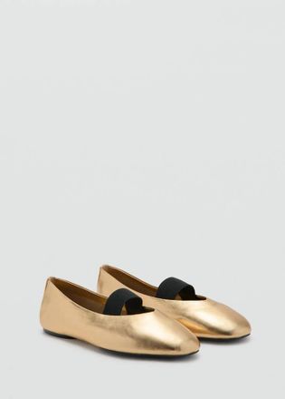 Mango Leder-Riemenschuh gold - Damen - 35 - MANGO