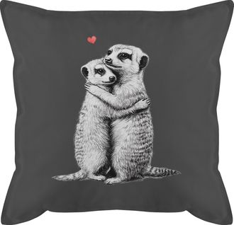 Shirtracer Kissen 50x50 - Ich Liebe Dich Geschenke Erdmännchen Paar Geschenk Pärchen Geschenke Liebe I Paare Geschenk - 50 x 50 cm - Grau - mit Herz