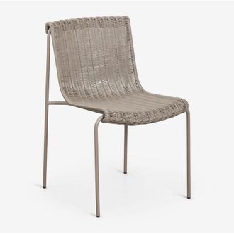 Sklum Gartenstuhl aus synthetischem Rattan und Stahl Revia Moka Braun