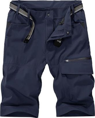 KEFITEVD Shorts de Randonnée à Séchage Rapide pour Hommes Shorts Légers dété Pantalons Courts,Bleu Marine,34