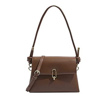 Generic Sac &agrave; bandouli&egrave;re &agrave; rabat moyen pour femme, sac &agrave; main en cuir v&eacute;g&eacute;talien, sac &agrave; main avec 2 sangles amovibles, sac &agrave; bandouli&egrave;re tendance, marron, Me