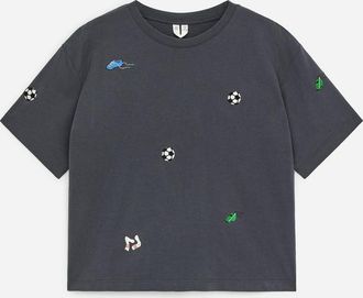 Arket Besticktes T-Shirt -Grau