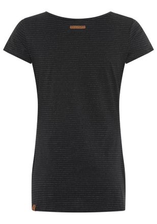 Ragwear Kurzarmshirt MINT STRIPES O mit Logoschriftzug und Zierknopf in Holzoptik