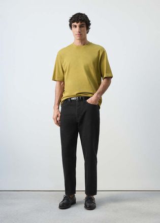 Mango T-shirt heavy weight relaxed fit olive - Homme - XXL - MANGO MAN