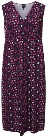 Ulla Popken Femme Grandes Tailles Robe trapèze en Jersey à Pois, décolleté en V, sans Manches Noir 50+ 829594100-50+