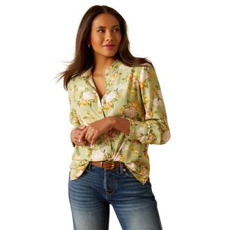Ariat Womens Clarion Blouse Long Sleeve in Rosegarden Print, Size X-Large, by Ariat