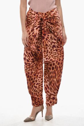 Stella McCartney Hose aus Seidenchiffon im Animalprint mit Frontknoten Stella McCartney