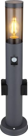 Globo Lighting Wegeleuchte BOSTON mit Bewegungsmelder & Steckdosen in Anthrazit & Rauch, H 60cm