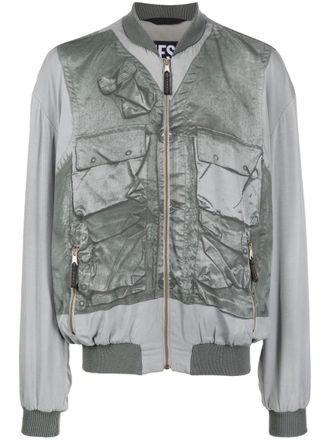 Diesel veste bomber &agrave; imprim&eacute; gilet - Gris