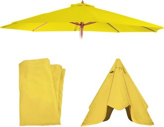 Mendler Ersatz-Bezug für Sonnenschirm Florida, Sonnenschirmbezug Ersatzbezug, Ø 3,5m Polyester 8 Streben - gelb