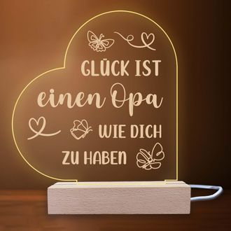 Indigos UG LED Nachttischlampe - Herz links - Spruch 8 - Liebe, Opa, Oma, Gro&szlig;eltern - Herz mit Spruch - Nachtlicht - 3D-LED-Lampe - Geschenk, Geburtstag, Weihna