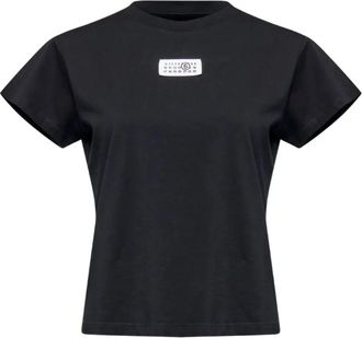 Maison Margiela Femme, Tops, Noir, Taille: 38 FR T-shirt Numeric en jersey de coton