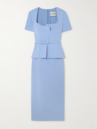 Roland Mouret Midikleid Aus Cr&ecirc;pe Aus Einer Seidenmischung Mit Sch&ouml;&szlig;chen Und G&uuml;rtel - Blau