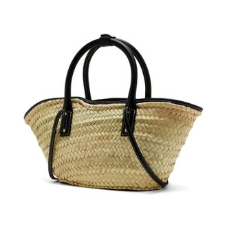 Jacquemus Femme, Sacs, Beige, Taille: ONE Size Cesto Le Petit Panier Rafia Asas Negras