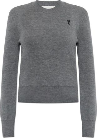 Ami Femme, Pulls, Gris, Taille: 44 FR Pull en laine &agrave; col rond