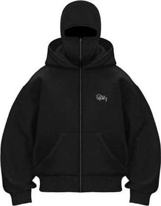Generic Cagoule à capuche en polaire à double capuche zippée pour femme Y2K confortable et résistant au vent avec fermeture éclair intégrale pour entraînement