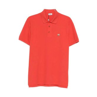 Etro Homme, Tops, Orange, Taille: XL Polo en Piqu&eacute; de Coton avec Broderie Pegaso