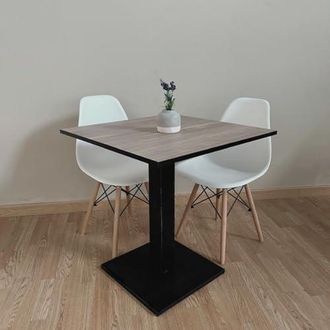 Generico G&eacute;n&eacute;rique Table de bar | bistrot | restaurant carr&eacute;e avec pied central 60/70/80 cm Couleurs assorties (ch&ecirc;ne capri - noir, 70 x 70)