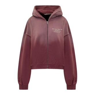 Palm Angels Femme, Sweatshirts et sweats &agrave; capuche, Rouge, Taille: 36 FR Logo Zip Sweat &agrave; capuche