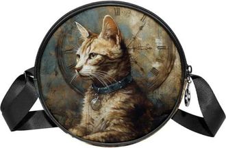 Generic Petit sac &agrave; bandouli&egrave;re rond pour femme, petit sac &agrave; bandouli&egrave;re avec fermeture &eacute;clair et bretelles r&eacute;glables style d&eacute;contract&eacute; pour femmes et filles