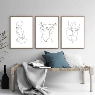Generic Weibliche Nackte One Line Art Zeichnung Bild Nordic Leinwand Malerei Wandkunst Figur Frau Körper Minimalistische Poster und Druck für Zimmer Ungerahmt