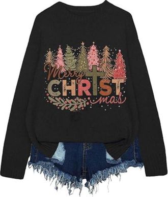 Generic Pull de Noël pour femme - Imprimé chiens - Pull dhiver amusant - Pull tricoté pour les amoureux des chiens, Z05-noir, M