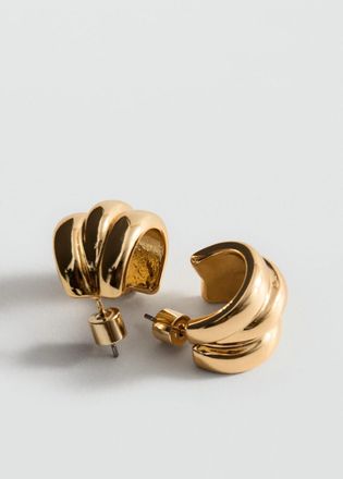 Mango Halbe Creolen mit Relief gold - Damen - Einheitsgr&ouml;&szlig;e - MANGO