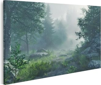 Islandburner Bild auf Leinwand Mystischer Nebelwald bei Tagesanbruch Bilder Wandbilder Poster