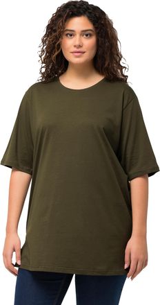 Ulla Popken Womens T, Rundhalsausschnitt, Relaxed, Halbarm Basic-Shirt, Rundhals, Waldgrün, 36-38 Plus