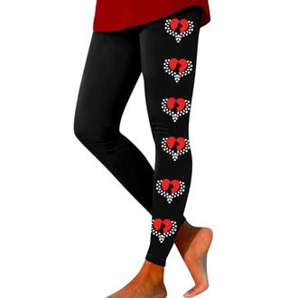 Generic Legging imprim&eacute; pour la Saint-Valentin 2026 pour femme - Contr&ocirc;le du yoga - Taille haute, Rouge, XXL