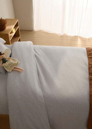 Mango Housse de couette enfant coton &agrave; rayures lit 90 cm gris - Home - Lit 90 cm - MANGO HOME