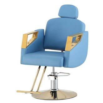 Generic Friseurstuhl, 360&deg; Drehbar, Hydraulisch Verstellbar, Leder, Ideal f&uuml;r Kosmetikstudios, Spas und Tattoo-Studios, Blaue Runde Scheibe