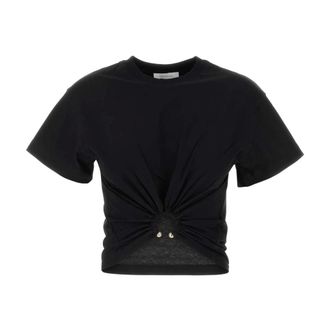 Paco Rabanne Femme, Tops, Noir, Taille: 40 FR T-shirt en Coton Noir Classique