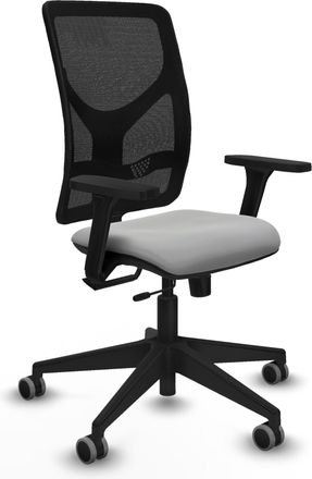 Piqueras y Crespo Stuhl geeignet f&uuml;r die Arbeit mit 3D-Armen, h&ouml;henverstellbare Lendenwirbelst&uuml;tze, ausgestattet mit Syncro/Traslack und Schneideschaum, Schwarz/Hellgra