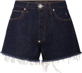 Philipp Plein Femme, Shorts, Bleu, Taille: W26 Mini-short en jean avec application logo